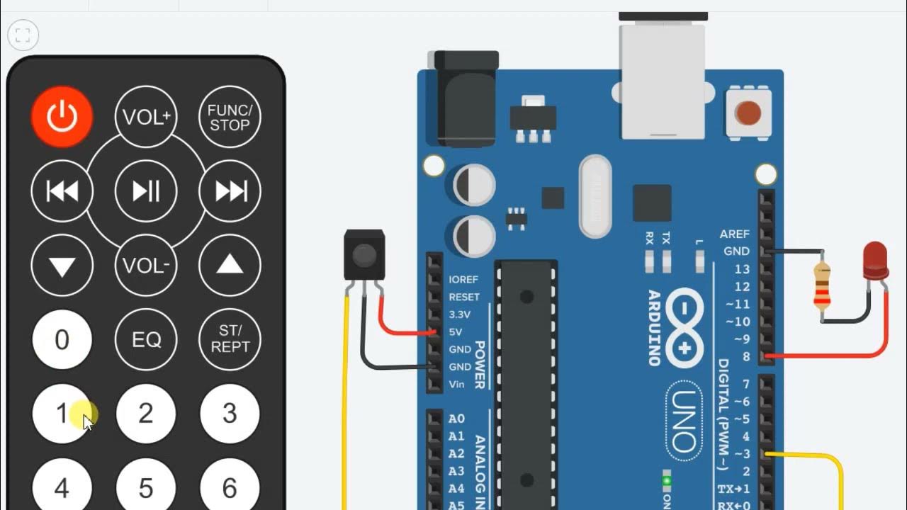 المشروع الاول تشغيل ليد LED باستخدام IR وريموت كنترول و 7-Seg - YouTube