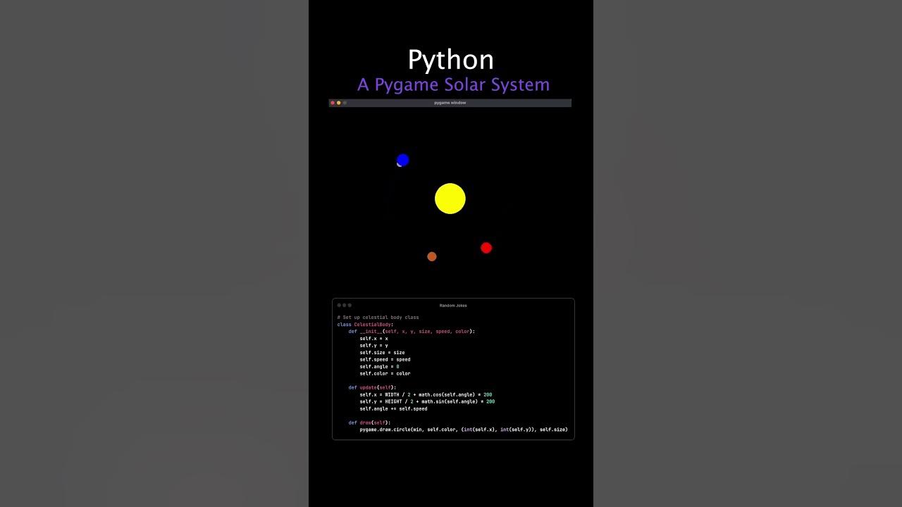 Orbit The Sun A Pygame Solar System Python Pygame Youtube