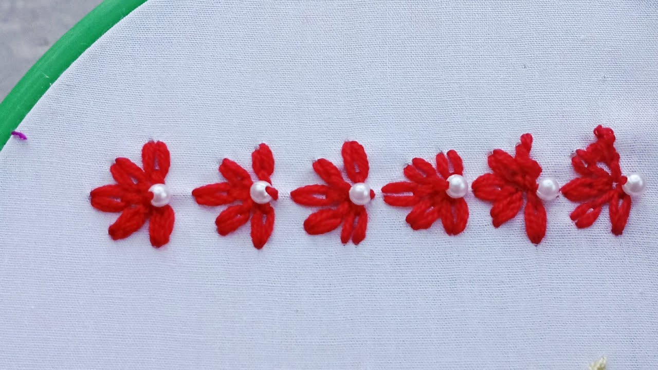 Beautiful pearl embroidery stitch/Embroidery stitch for beginners - YouTube