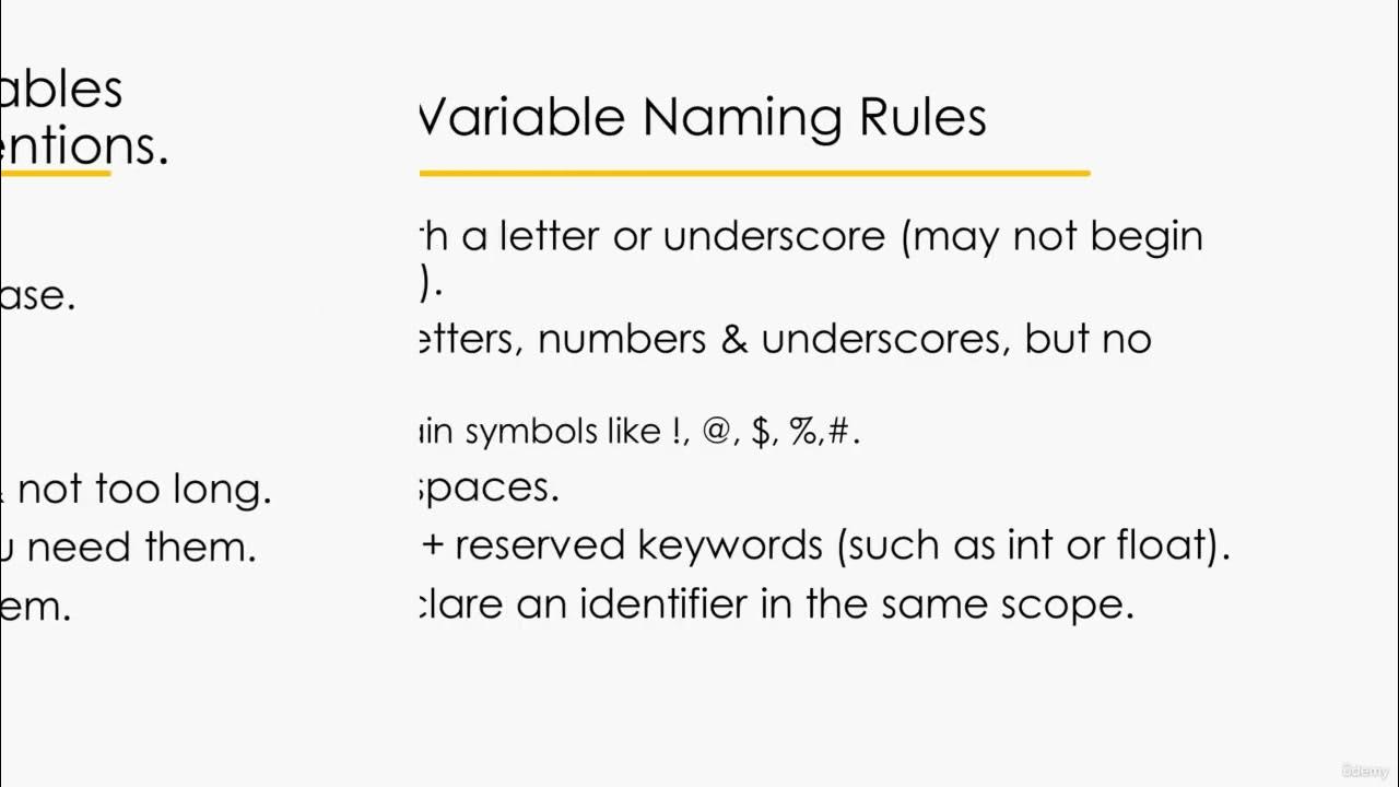 4 Variable Identifier Rules And Reserved Words Youtube
