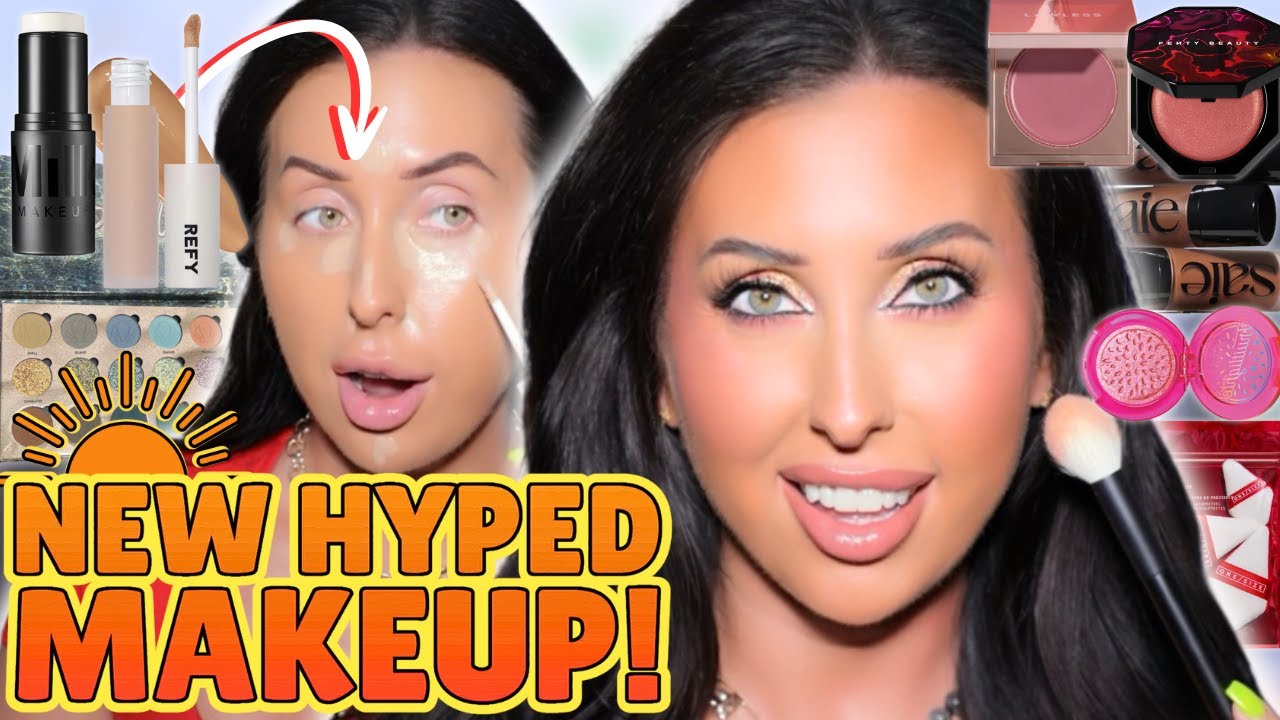 Full Face of HYPED New Makeup for Summer!!! Fenty, Milk, Saie, Refy ...