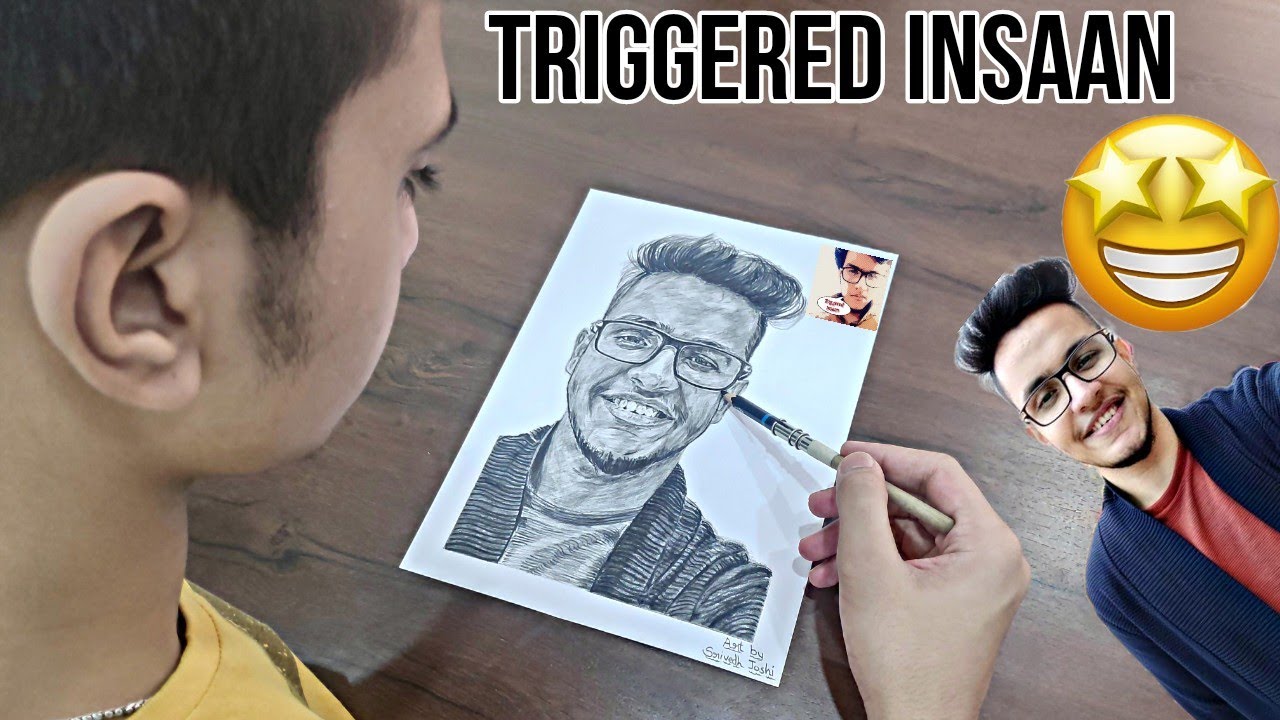Triggered insaan | Portrait timelapse | Joshi's Arts - YouTube