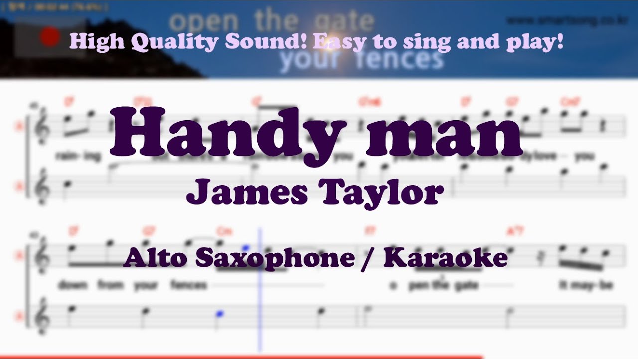 Handy man - James Taylor (Alto Saxophone Sheet Music Bb Key / Karaoke ...