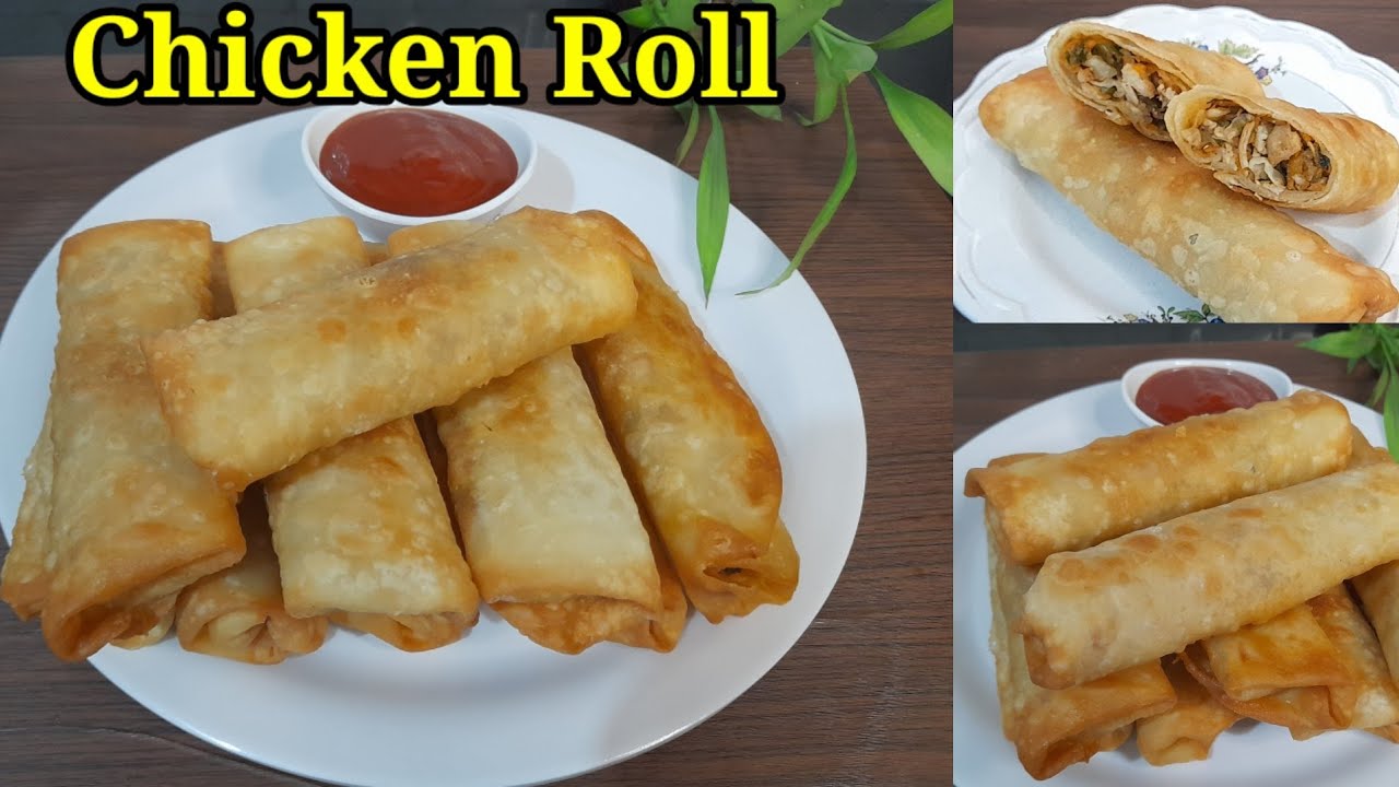 Crispy Chicken Spring Rolls With Home Made Sheets | Chicken Roll Recipe ...