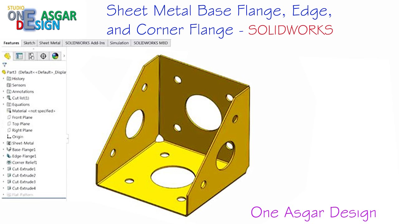 SHEET METAL Base Flange, Edge, and Corner Relief in SOLIDWORKS - YouTube