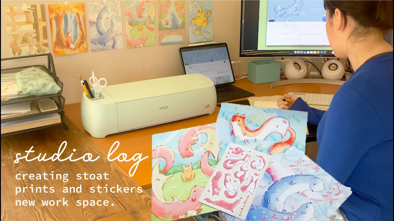 Creating Art in a new Studio space | Prints and Stickers Studio vlog ...