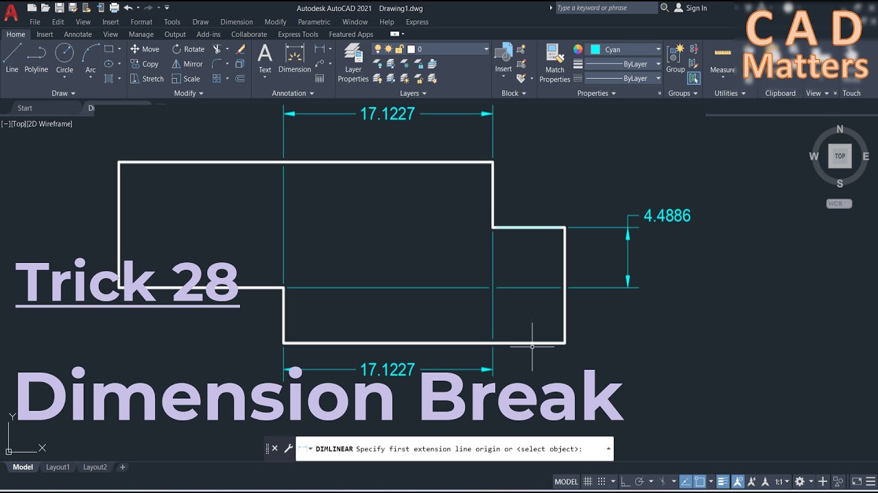 Trick 28 Dimension Break In AutoCAD 28 trick-28-dimension-break-in-autocad-28