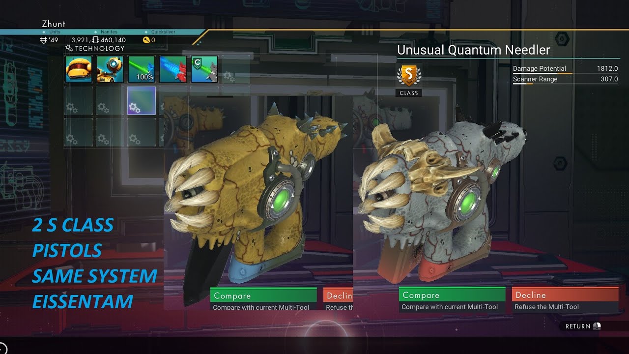 No Man's Sky - 2 S Class Alien Pistols - Eissentam - YouTube