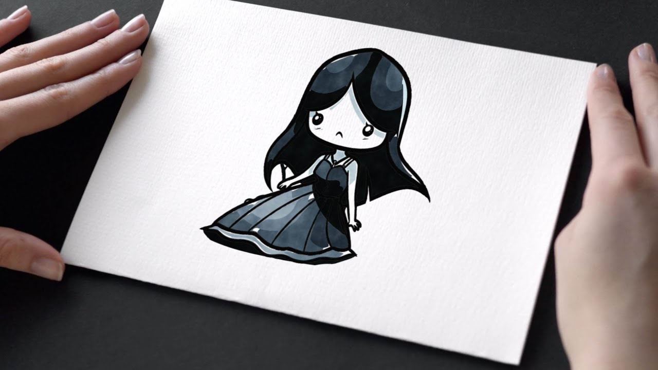 How to Draw a Goth (easy) need a pencil, felt-tip pens or markers - YouTube
