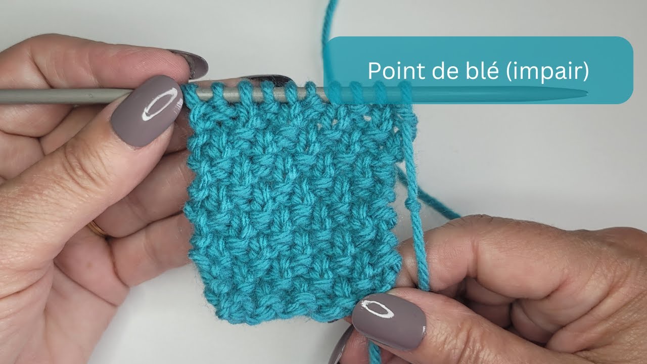 Comment faire le point de blé au tricot (mailles impaires) - YouTube