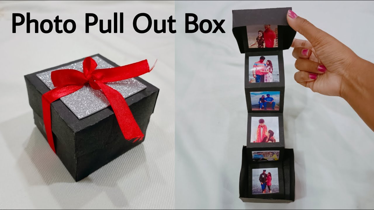 How to make cute photo pull out box | pull out photo box | DIY | - YouTube