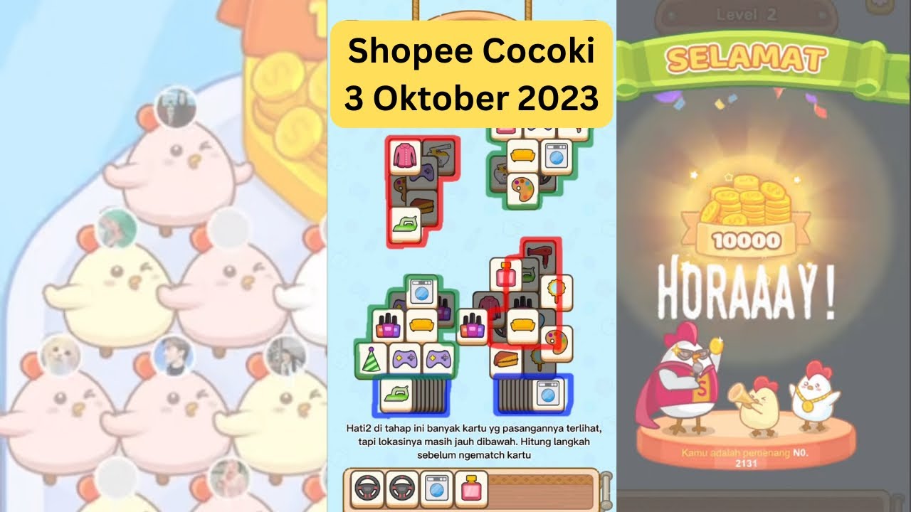 TIPS MENANG SHOPEE COCOKI LEVEL 2 HARI INI 3 OKTOBER 2023! - YouTube