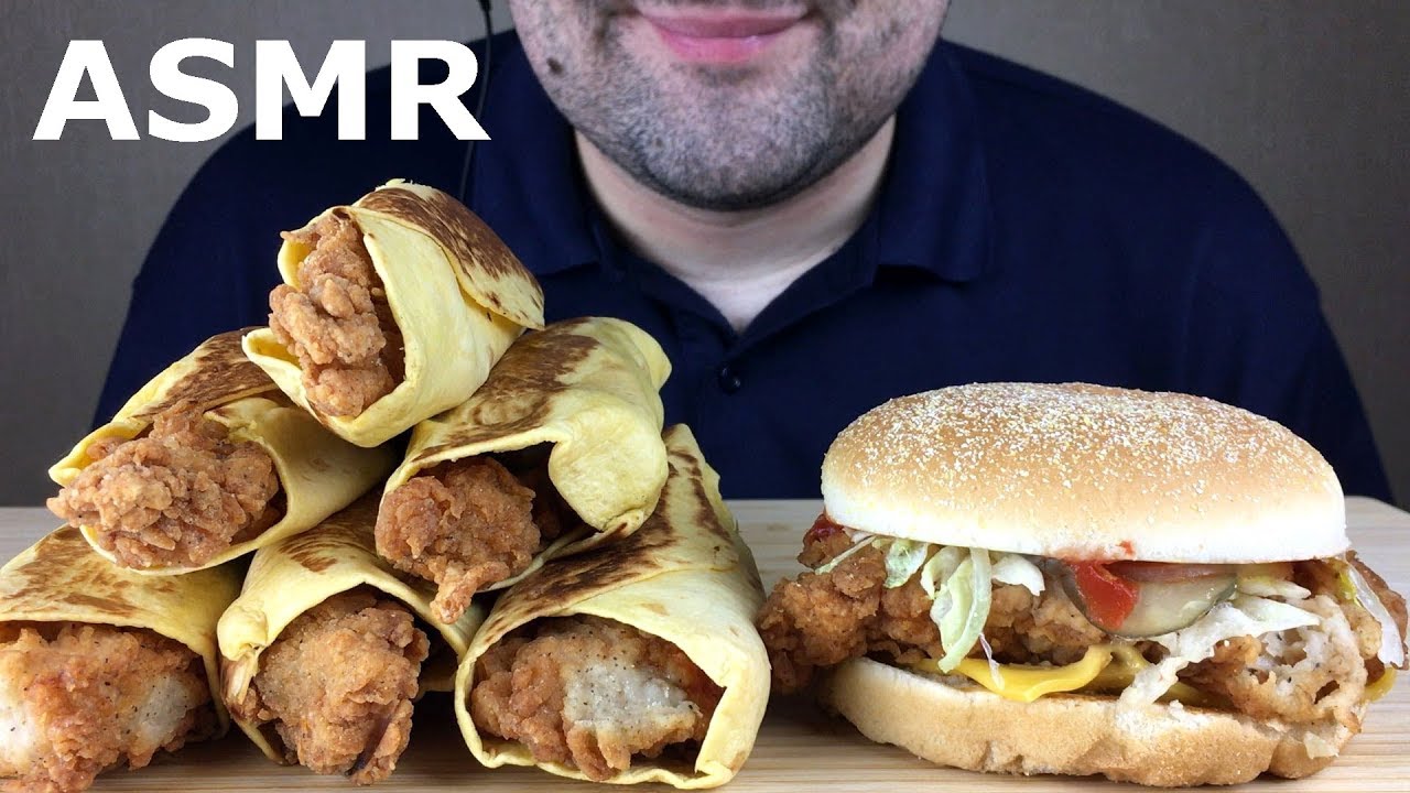 ASMR EATING SANDWICH ROLLS & CHICKEN SANDWICH KFC (Eating Sounds ...