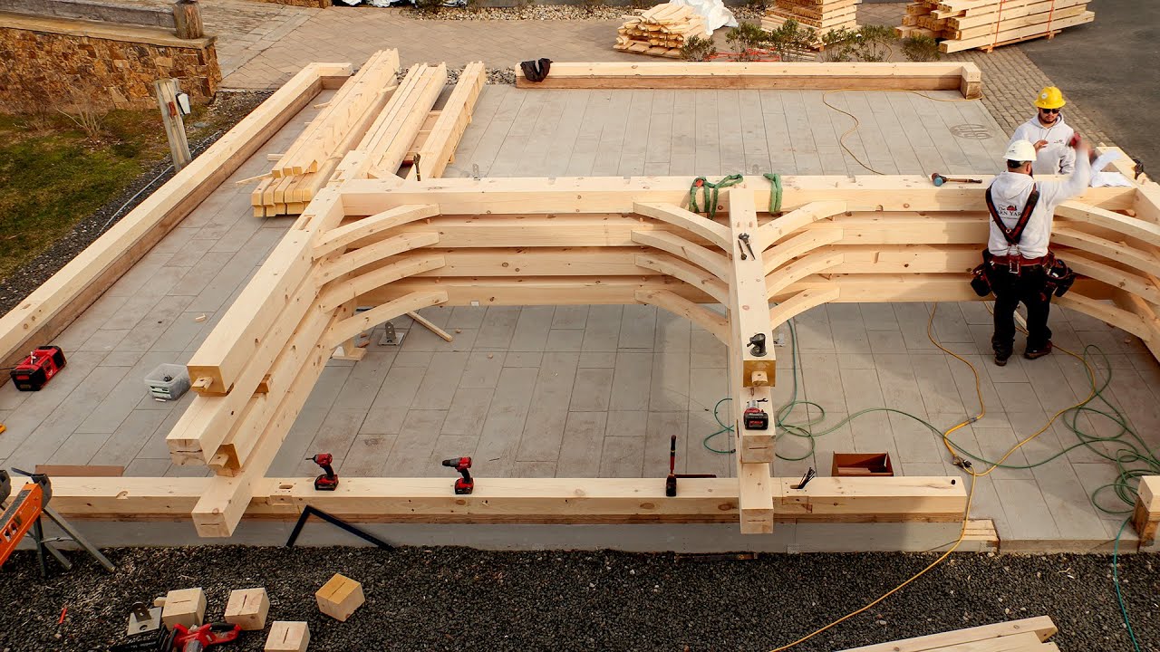 Assembling Timber Frame Bents for a Carriage Barn - YouTube
