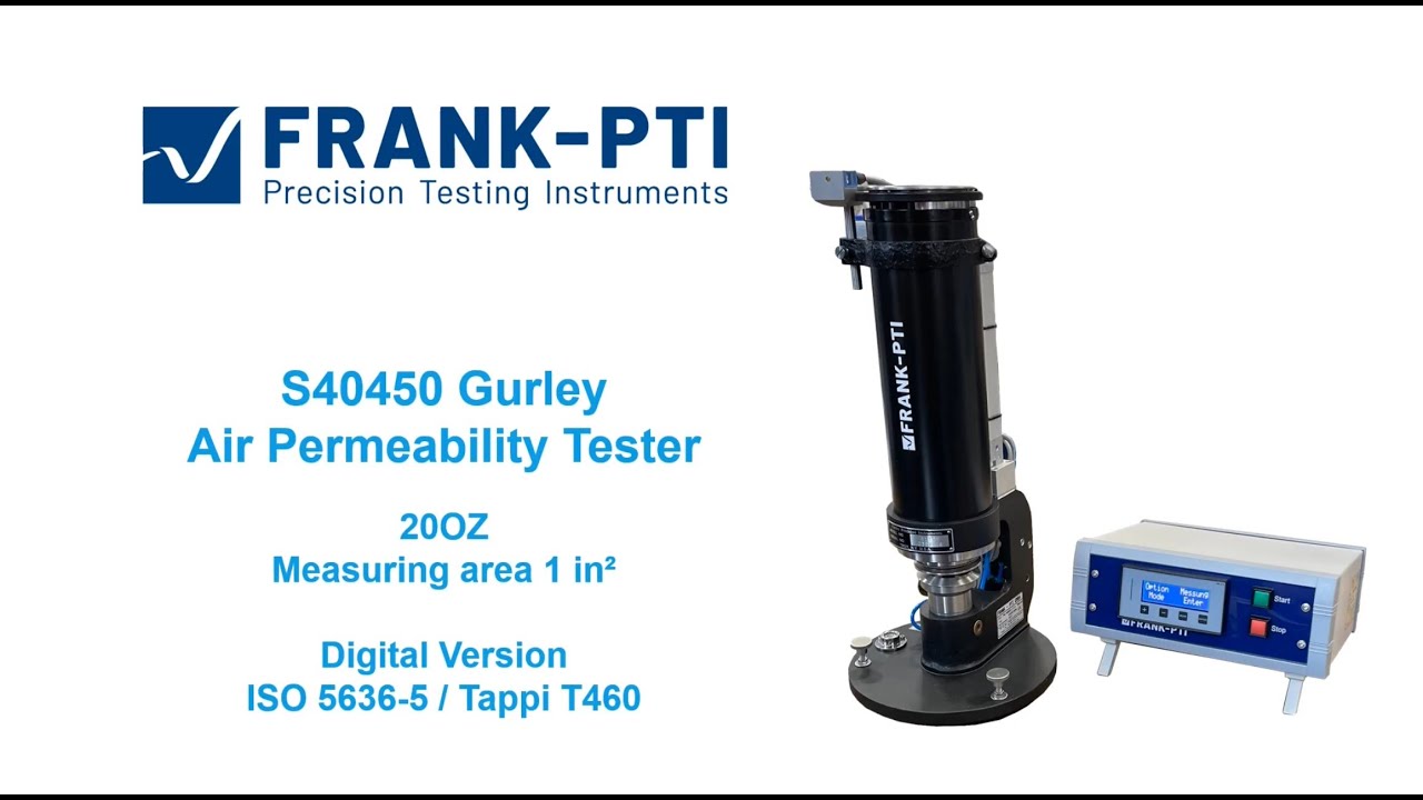 S40450 Gurley Air Permeability Tester FRANK-PTI - YouTube
