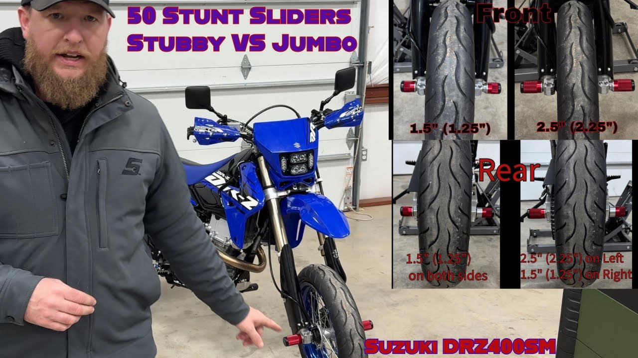 50 Stunt Slider Comparisons Part 2 (Stubby VS Jumbo) Suzuki DRZ400SM ...