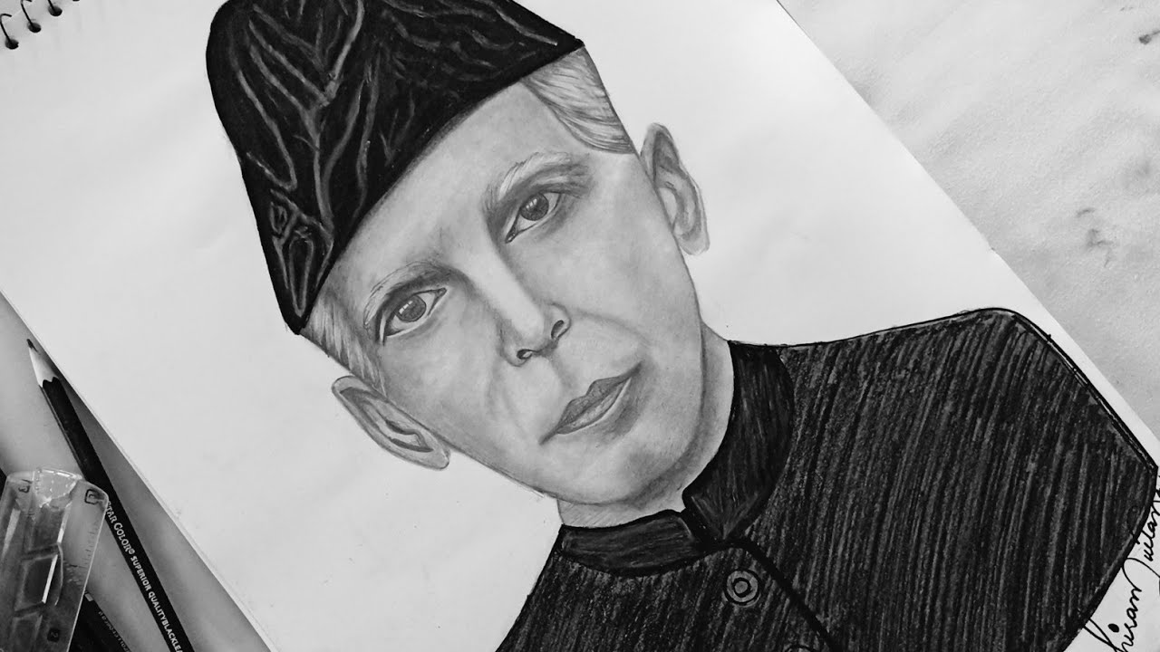 How to draw Quaid e Azam || Realistic Sketch || Step by Step ||RT ...