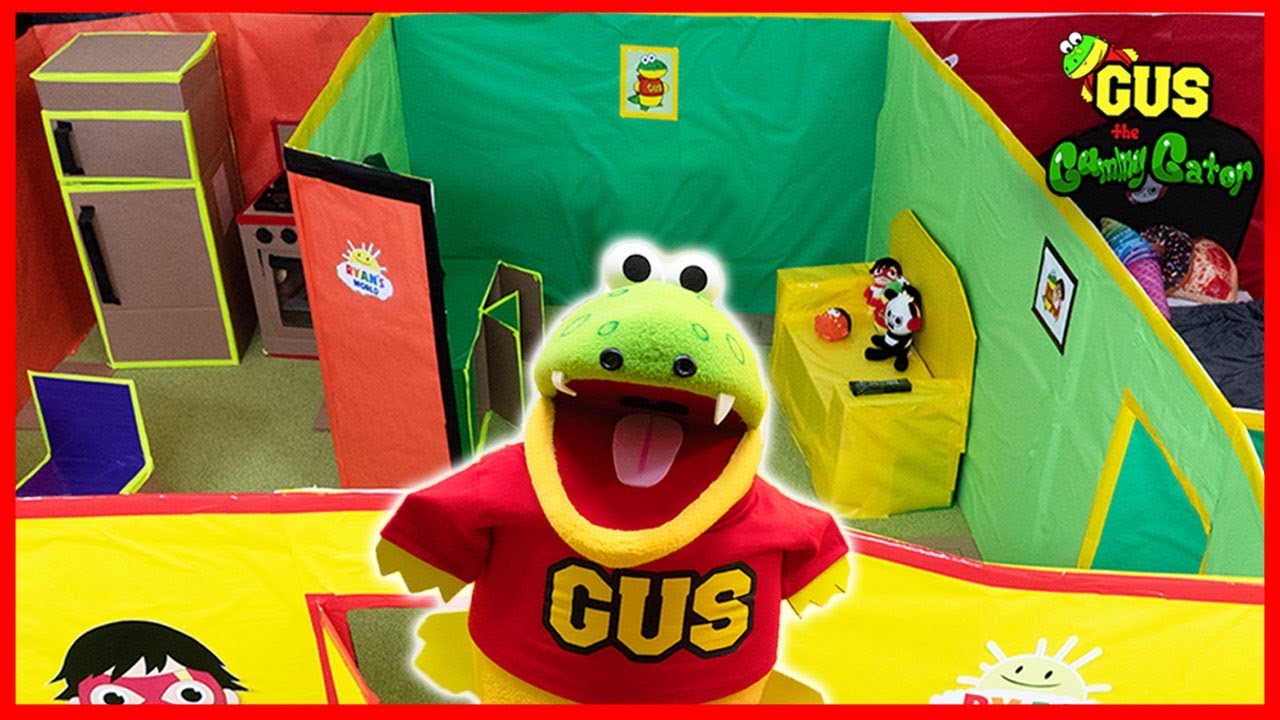 Ryan's World Giant Box Fort Giant Mansion Challenge Toy Hunt!! - YouTube