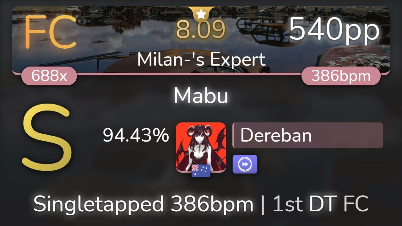 Dereban | PUP - Mabu [Milan-'s Expert] 1st +DT FC 94.43% {540pp FC ...
