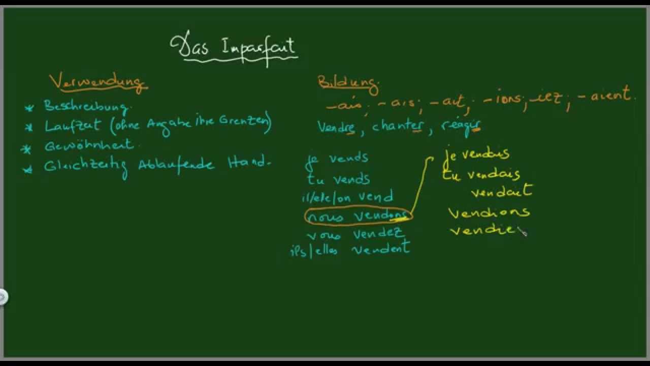 Das Französische Imparfait Bildung und Wervendung - YouTube