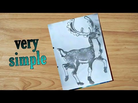 How to make deer image Drawing. Hiran ka chitra kese banaye. How to ...