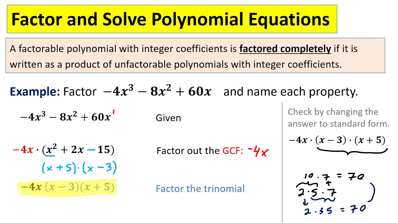 Algebra 2 Factor and Solve Polynomial Equations - YouTube