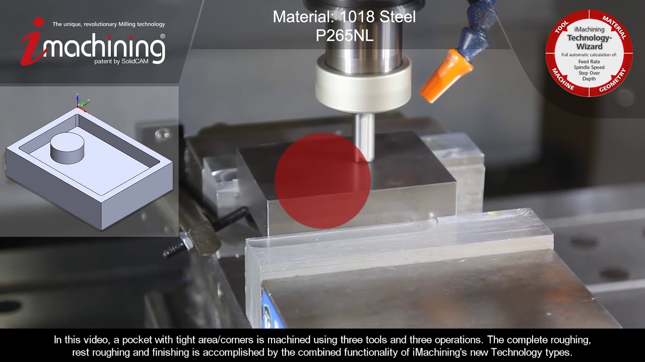 SolidCAM iMachining Phase 1(All features using 3 tools) - YouTube