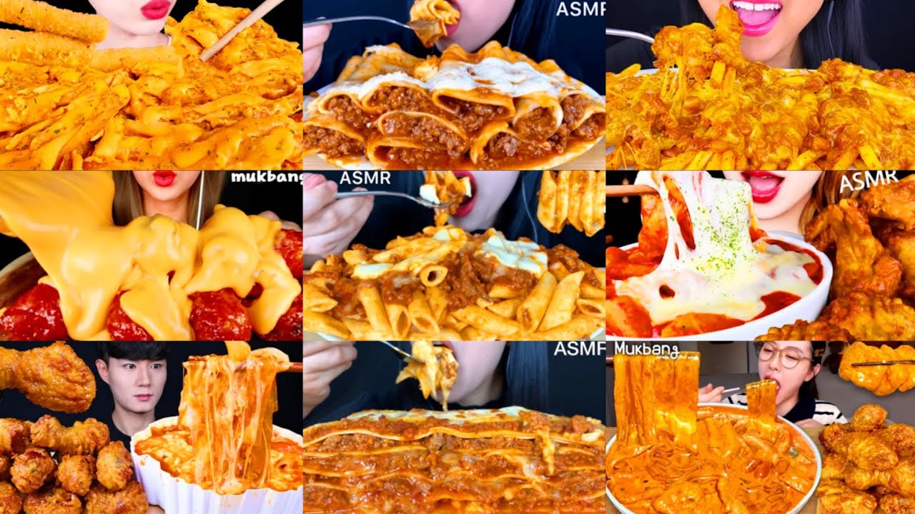 BIG BITES SATISFYING CHEESY FOOD MUKBANG COMPILATION * VARIOUS CHEESY ...