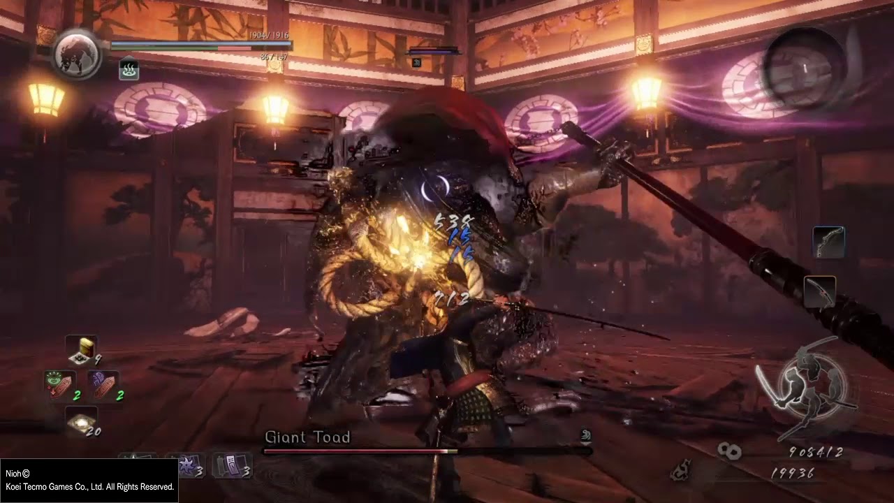 Nioh: Giant Toad boss fight - YouTube