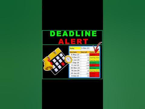 How to Create Deadline Alert Excel - YouTube