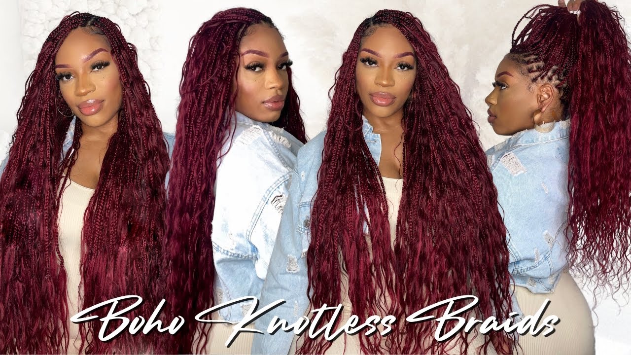 Breathtaking Burgundy-99J Braids 😍 @EayonHair Super Long Boho Braids ...