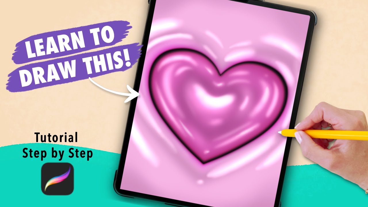Procreate Drawing Tutorial For Beginners How To Draw Inflated Heart Step By Step Youtube