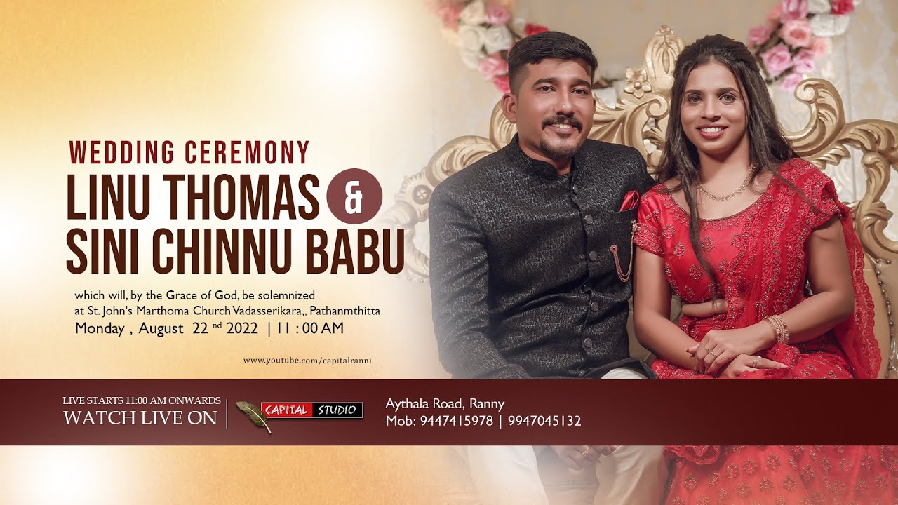 Wedding Ceremony of Linu Thomas & Sini Chinnu Babu - YouTube