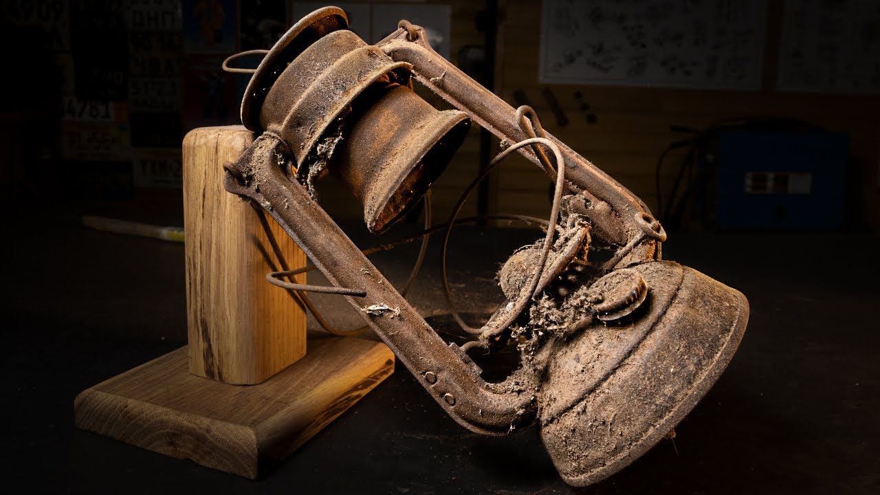 Restoration of a very rusty antique oil lamp. - YouTube