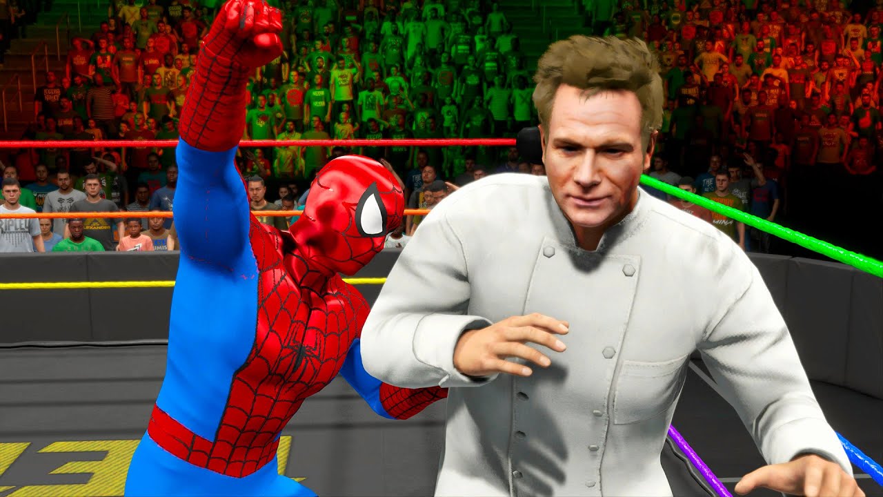 Spiderman vs Gordon Ramsay | Superhero Wrestling Battle WWE 2K23 - YouTube