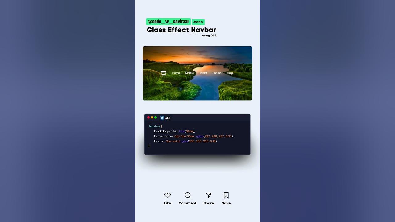 Glass Effect Navbar |CODEwSavitaar #coding #javascript #python #programming #shorts #trending # ...