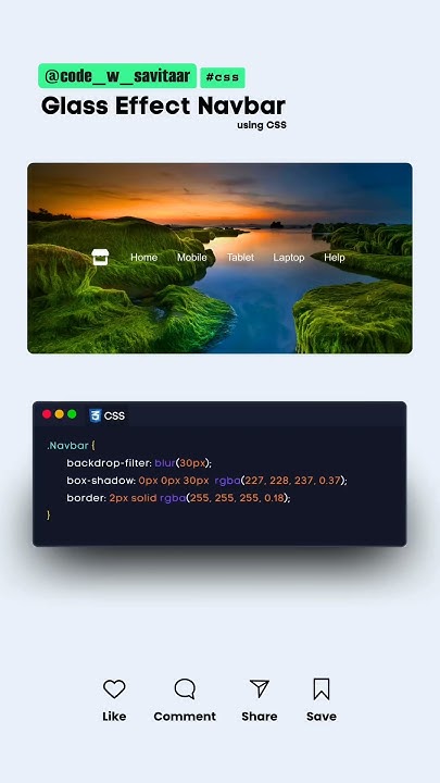 Glass Effect Navbar |CODEwSavitaar #coding #javascript #python #programming #shorts #trending # ...