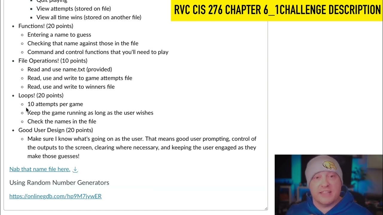 CIS 276 Ch 6 Challenge Description - YouTube