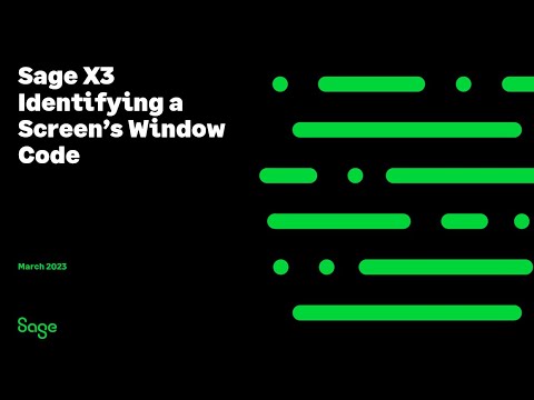 Sage X3 Support North America - Identifying a Screens Window Code - YouTube