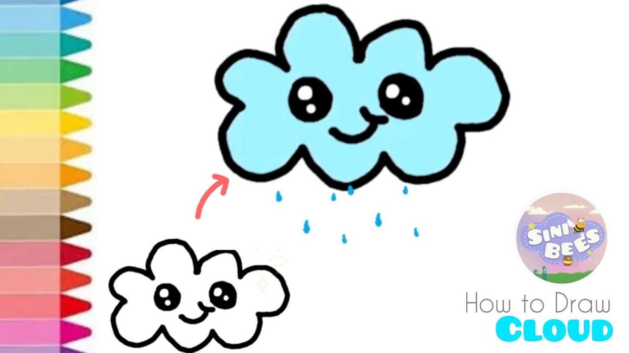 How to draw a Cloud | Tutorial | easy step by step | SiniBees - YouTube