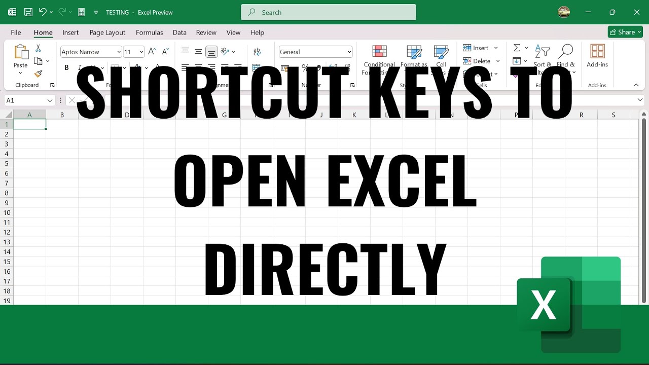 Shortcut Keys to Open Excel Directly - YouTube