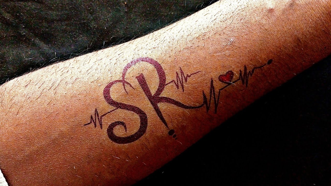 S ️R heartbeet new stylish couple letter tattoo design with pen #viral ...