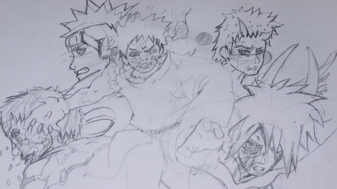 Drawing obito uchiha all forms from (naruto) pencil line 🎨 tutorial ...