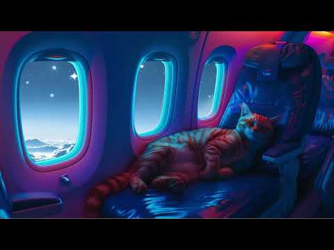 Dreaming Cat On A Jet Plane | Relaxing White Noise | Fly Over The Clouds | Sounds For Sleeping
