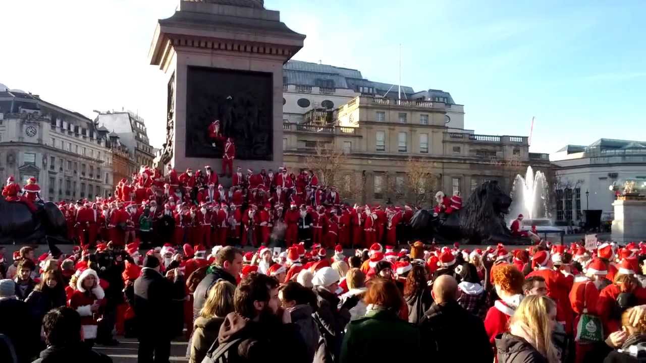 Santacon London 2011 in Trafalgar Square - YouTube