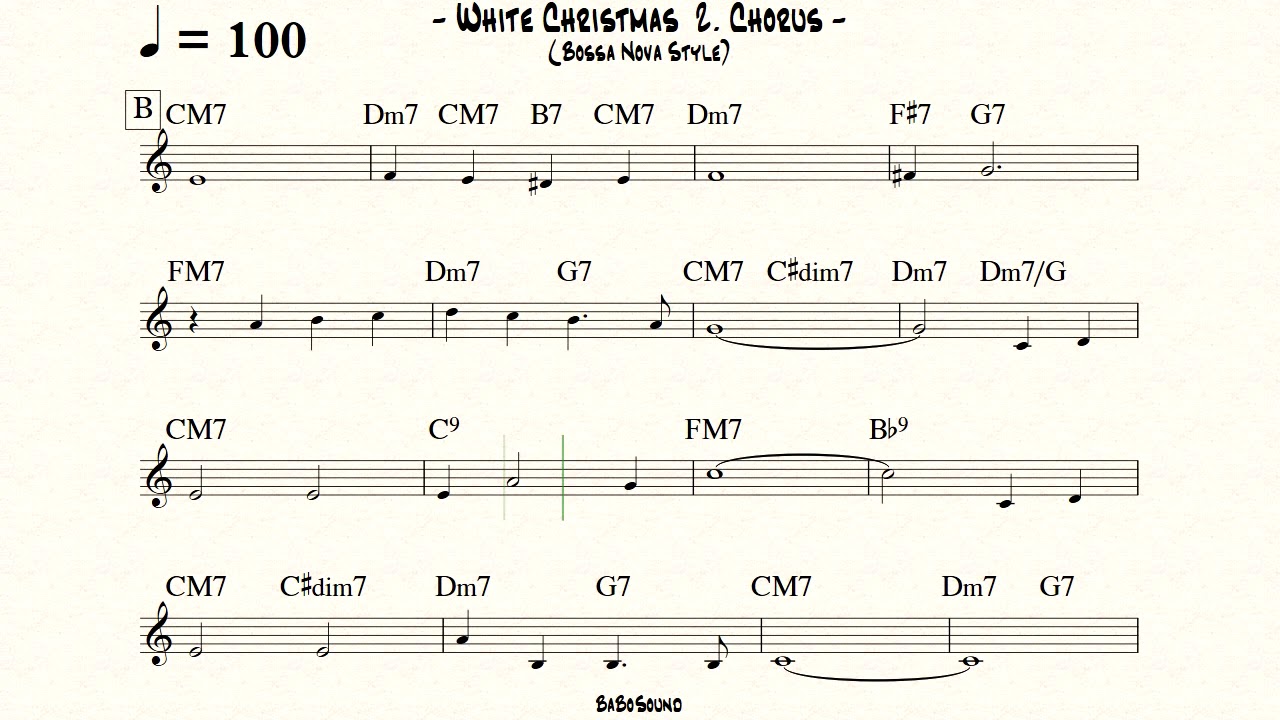 White Christmas Backing Track For Piano & Guitar (Bossa Nova Style ...