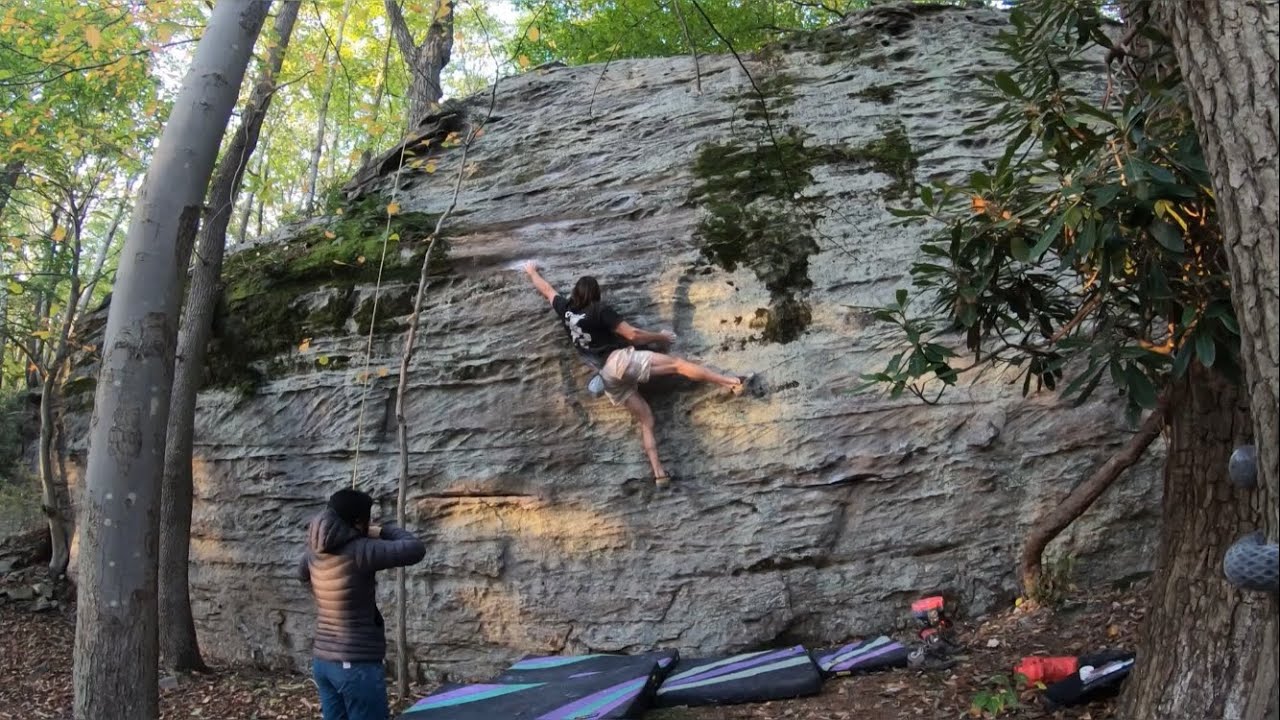 Cooper’s Rock Bouldering: Projecting & Sending A New V8 - YouTube