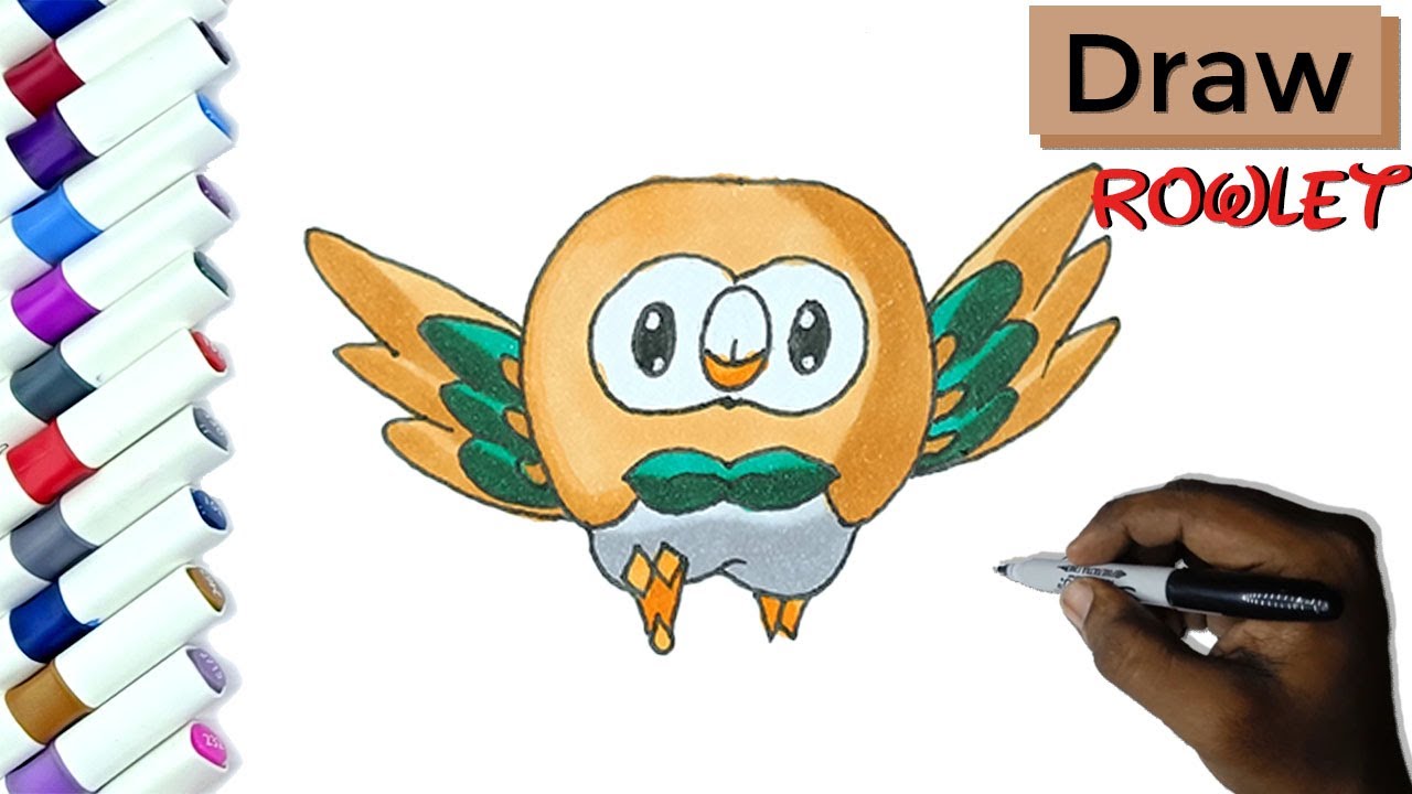 Drawing Rowlet !!! How To Draw Rowlet from Pokemon - YouTube
