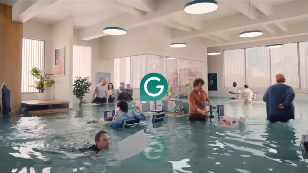 Grammarly water advertising must have been unfun to film - YouTube