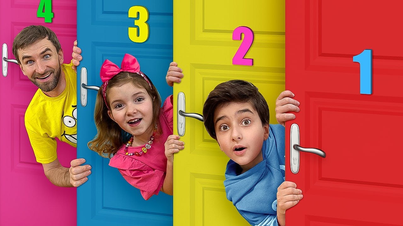Danny shows numbers and pretend play with 10 magic doors - YouTube